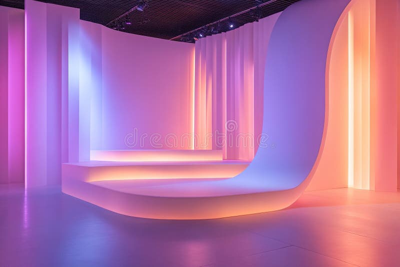 This Stage Features a Sleek Design Illuminated by Abstract Light ...