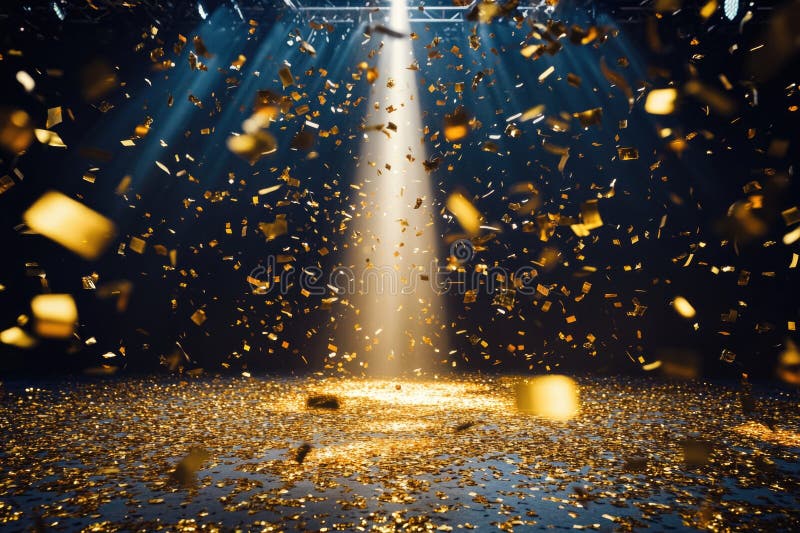 A Stage Filled with Confetti Falling from Above, Perfect for ...