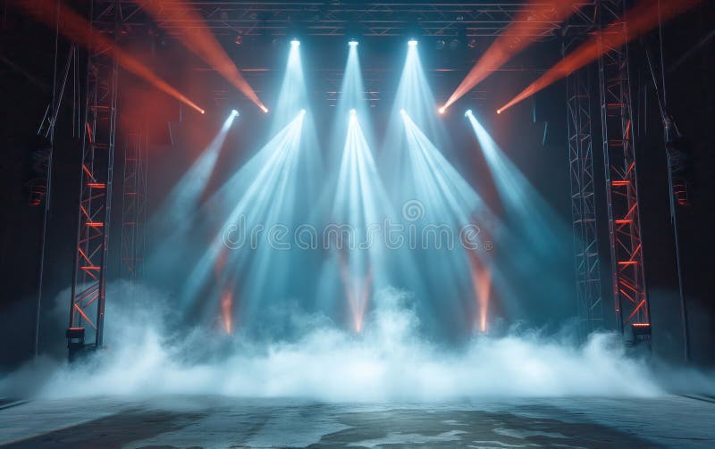 A Stage with Four Lights and a Fog Machine Stock Illustration ...