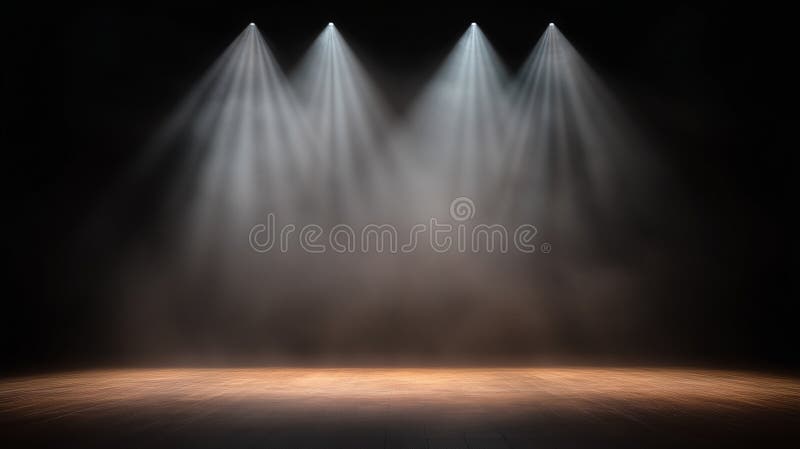 A Stage with Four Lights Shining on it. Generative AI Stock ...