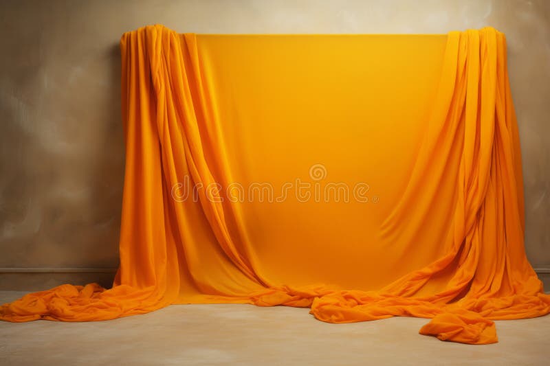 Orange Drapery of Silk Satin Linen Cloth Fabric Textile Material ...