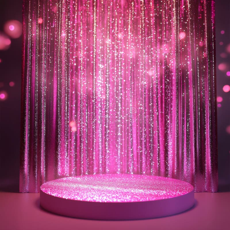 Stage with Glittering Pink Curtains and Arches for an Elegant Event ...