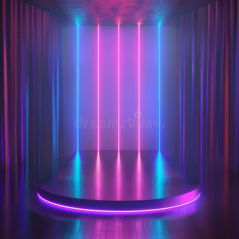 The Stage Glows with Neon Lights, Anticipating the Spotlight of a ...