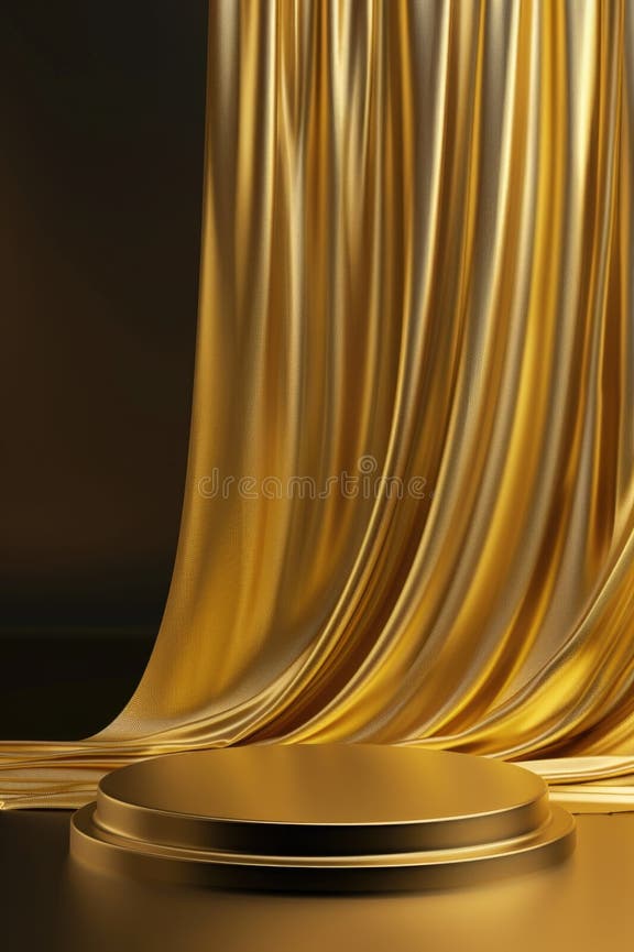 Gold Curtain Stage stock image. Image of generated, celebratory - 374593105