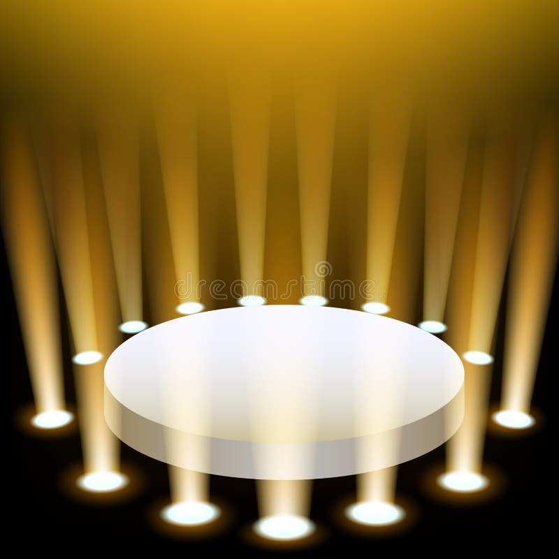 Stage with Gold Spotlights Shining Upward Stock Vector - Illustration ...