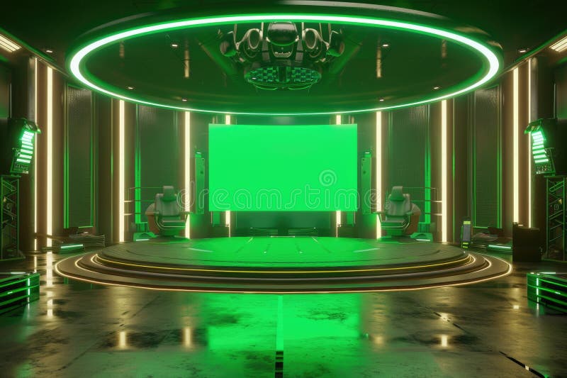 A Stage with a Green Screen for Video Production. Ideal for Compositing ...