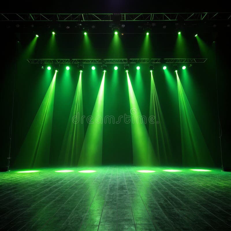 Stage with Green Spotlights, Concert , Lighting Stock Illustration ...