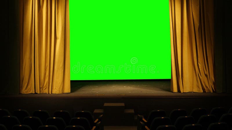 The Stage in the Hall on Which the Green Screen is Closed by a Light ...
