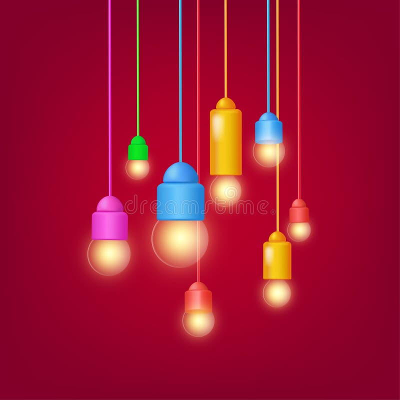 Hanging color lamps stock vector. Illustration of luminous - 277839271