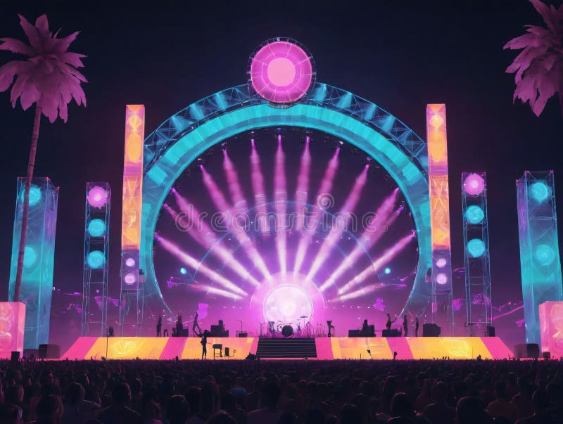 A Stage that Has a Lot of Lights on it. Generative AI Stock ...