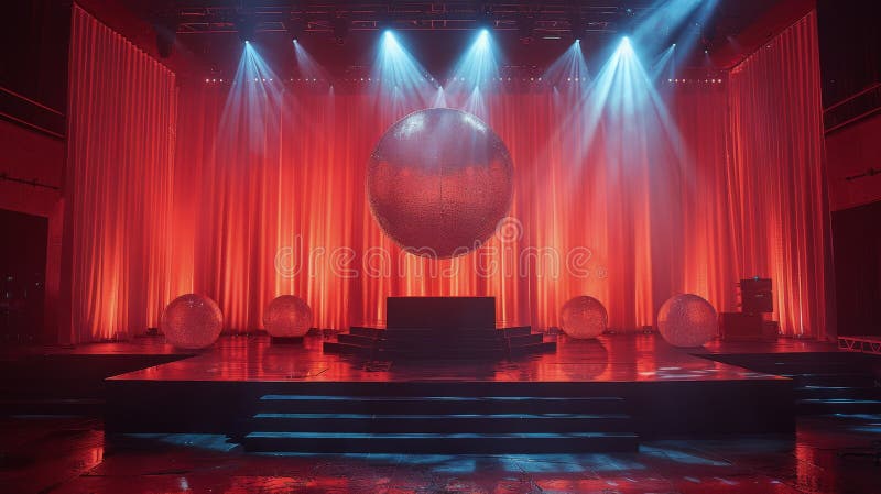 Stage with Illuminated Lights Stock Image - Image of illuminated ...
