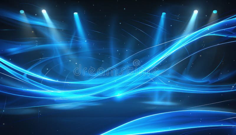 A Stage Illuminated with Multiple Lights and Featuring a Blue Wave ...