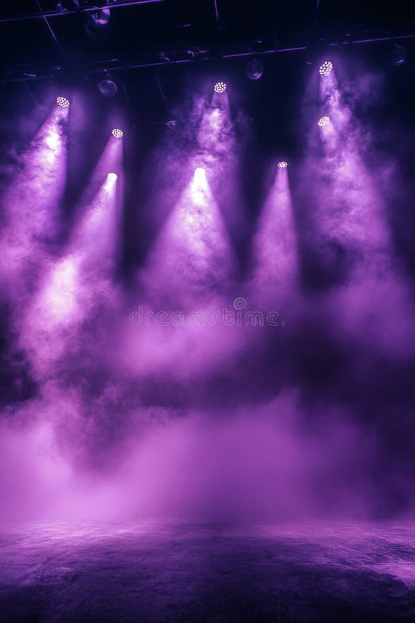 Dramatic Purple Lighting Fills a Stage with Mist during a Theatrical ...