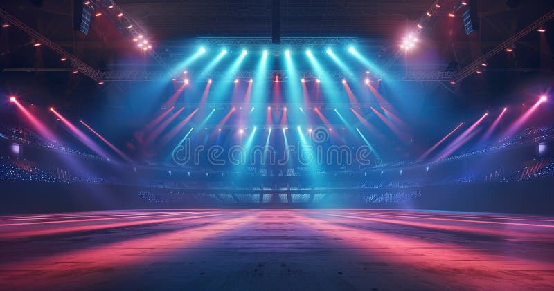 Stage Indoor or Interior Stadium with Colorful Lights Stock ...