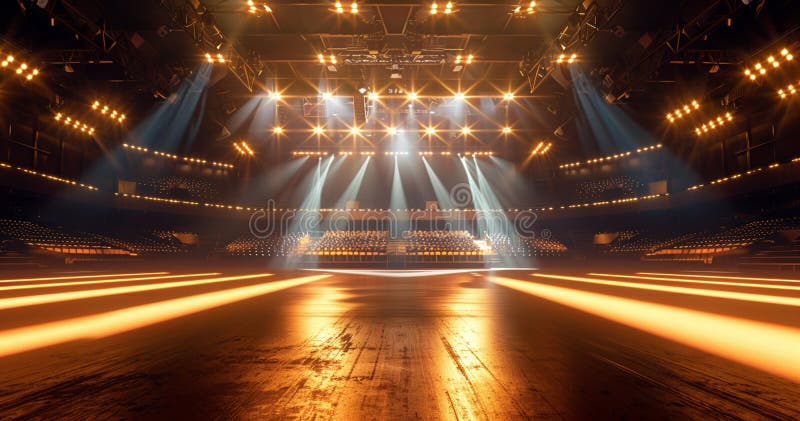 Stage Indoor or Interior Stadium with Colorful Lights Stock ...