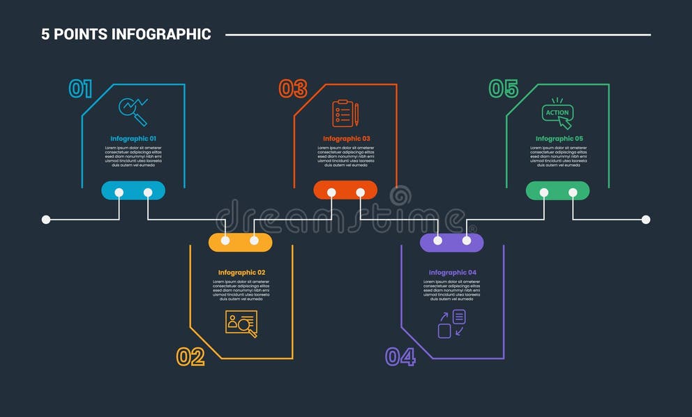 5 Stage Infographic Process Diagram with Timeline Style with Folder ...