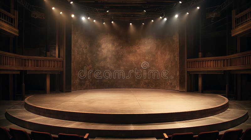 A Stage with a Large Empty Circle in the Center. Stage Background Stock ...
