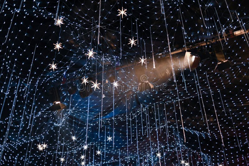 Stage with Laser Lighting Effect and Starlight Blue Theme Environment ...