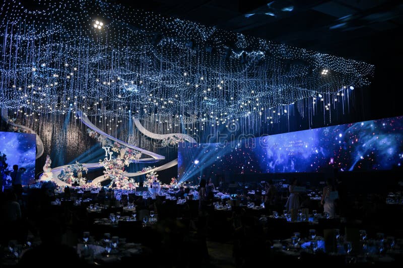 Stage with Laser Lighting Effect and Starlight Blue Theme Environment ...