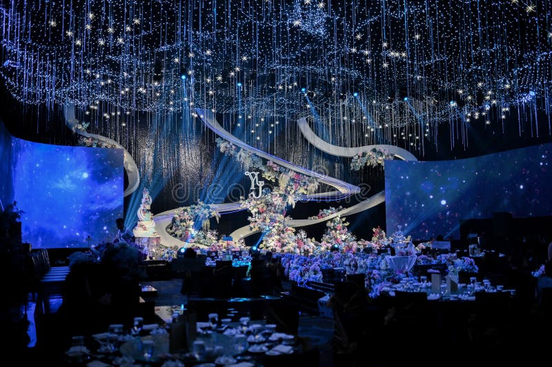 Stage with Laser Lighting Effect and Starlight Blue Theme Environment ...