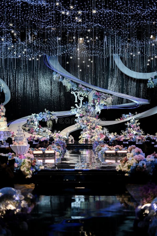 Stage with Laser Lighting Effect and Starlight Blue Theme Environment ...