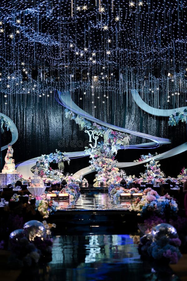 Stage with Laser Lighting Effect and Starlight Blue Theme Environment ...