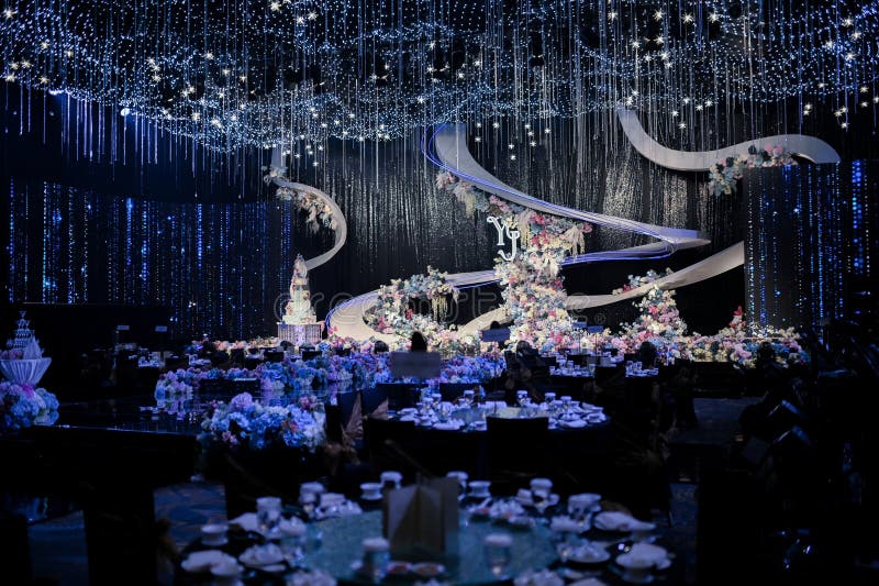 Stage with Laser Lighting Effect and Starlight Blue Theme Environment ...