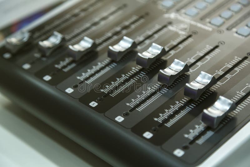 Stage Light Control Panel Fader Keys Close-up. Stock Image - Image of ...