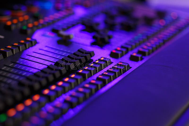Stage Light Control Panel in the Light of Lanterns Stock Photo - Image ...