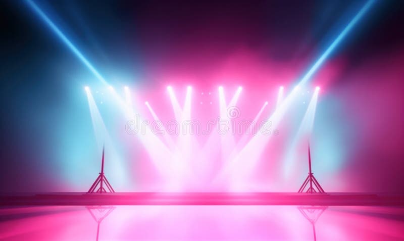 Stage and Light Stands with a Pink Lighting, Stock Photo - Image of ...