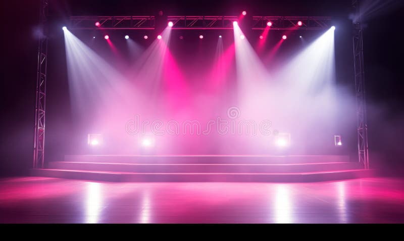 Stage and Light Stands with a Pink Lighting, Stock Photo - Image of ...
