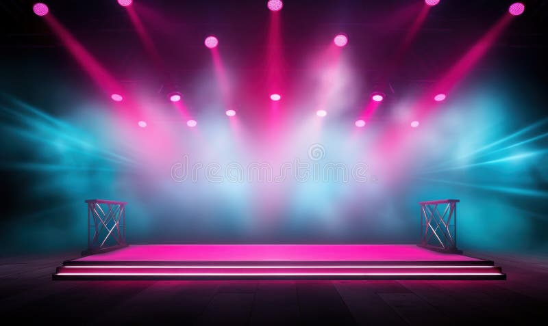 Stage and Light Stands with a Pink Lighting, Stock Image - Image of ...
