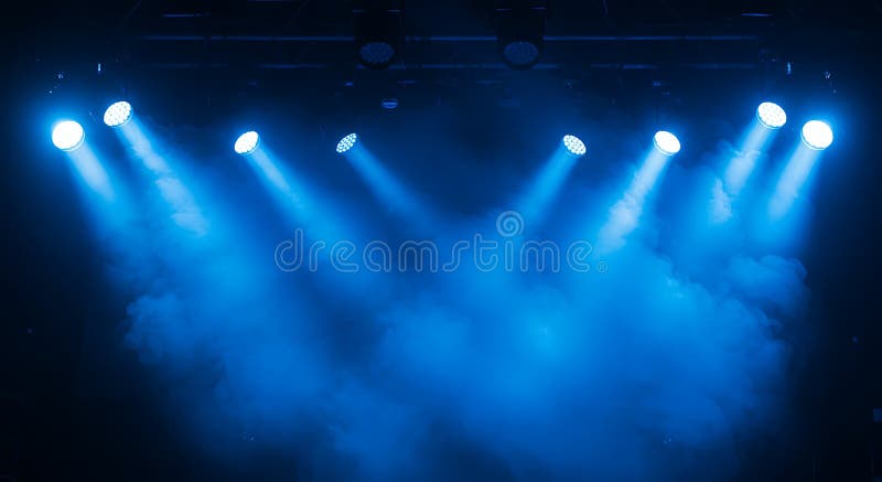 Stage Lighting with Blue Haze Creating a Dramatic Atmosphere Stock ...