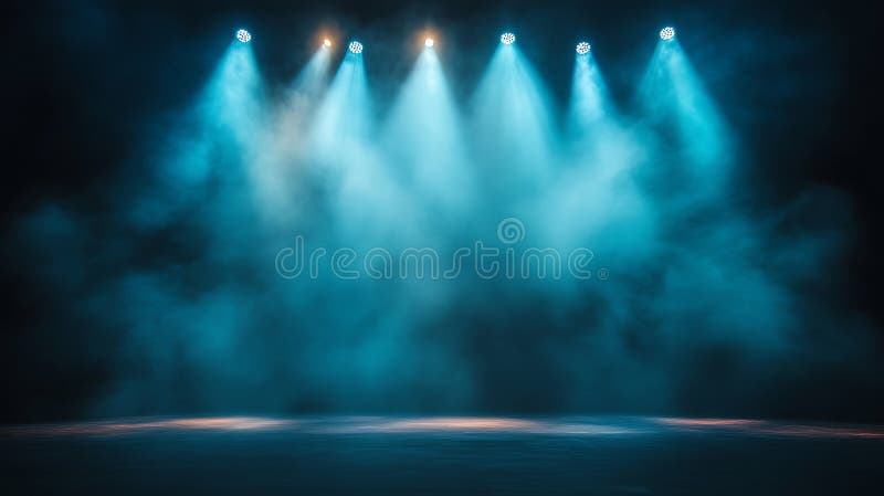 Stage Lighting with Blue Haze and Spotlights Stock Illustration ...