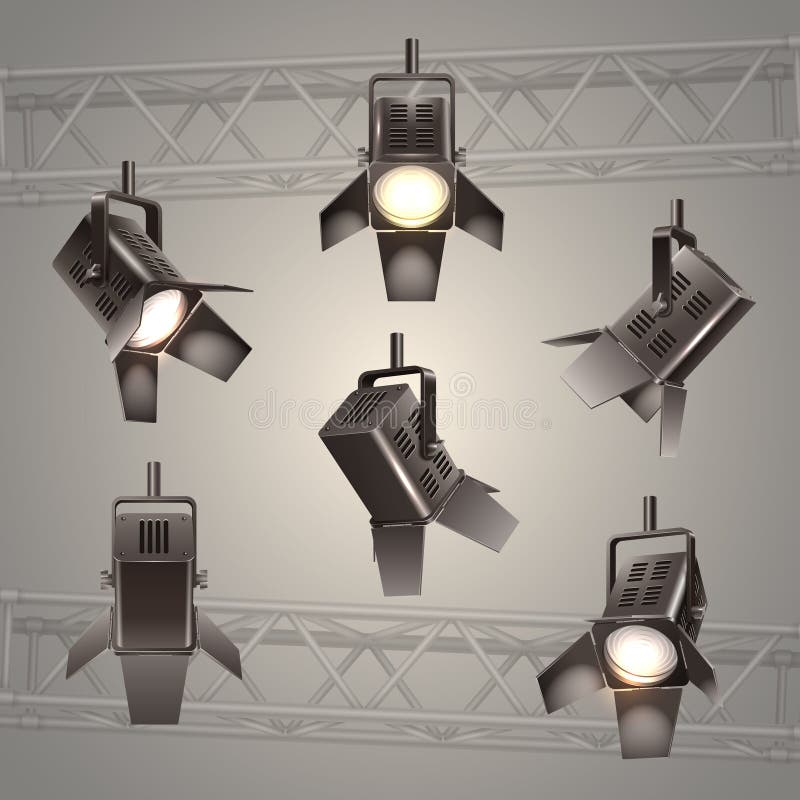 Stage spotlight on truss stock vector. Illustration of light - 13717586