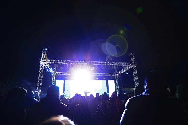 Stage Lighting Effect in the Dark, Fuzzy Figure Editorial Stock Photo ...