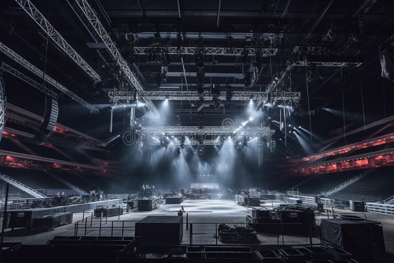 Stage Lighting Effect in the Dark, Stage Lights in the Dark, Stage ...