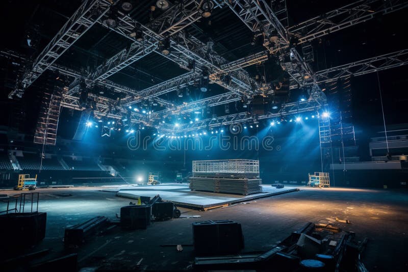 Stage Lighting Effect in the Dark, Stage Lights in the Dark, Stage ...