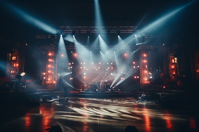Stage Lighting Effect in the Dark with Smoke and Rays of Light from the ...