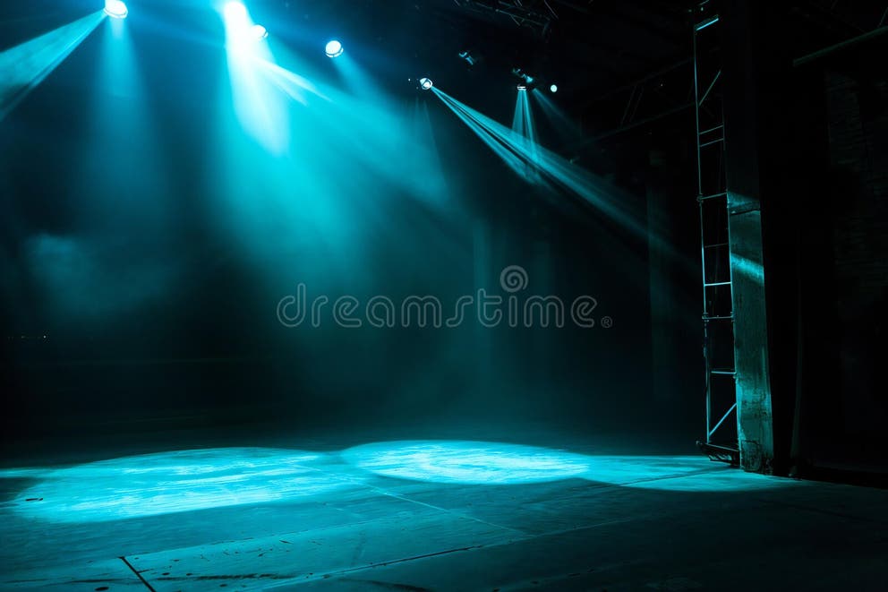 Stage Lighting Effect in the Dark with Smoke and Rays of Light Stock ...