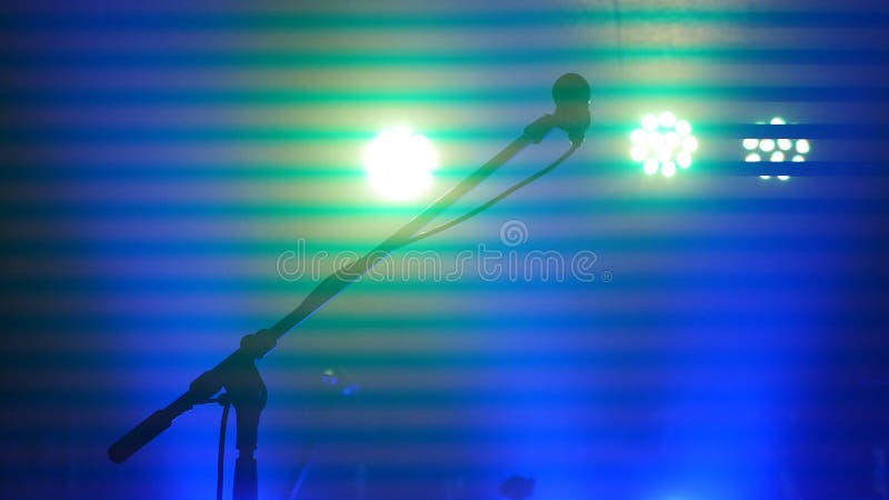 Stage Lighting, Equipment, Beam and Microphone Stand in a Night Club ...