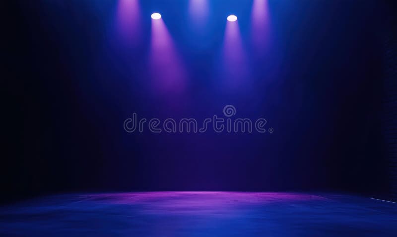 Stage Lighting with Purple and Blue Hues, Dramatic Atmosphere, Empty ...