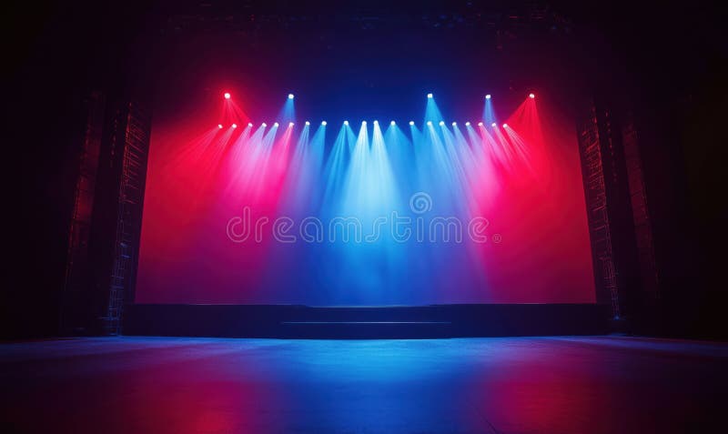 Stage Lighting with Red and Blue Beams Creating Dramatic Atmosphere for ...