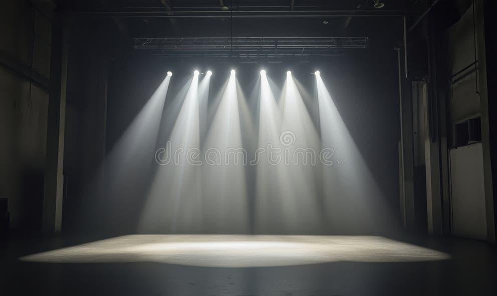 Stage Lighting Setup with Dramatic Beams Illuminating Empty Performance ...
