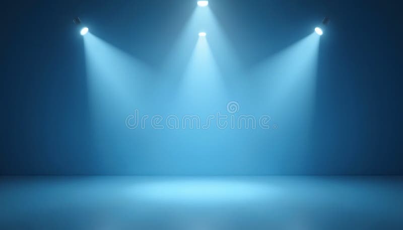 Stage Lighting Setup with Spotlights and Blue Background for ...