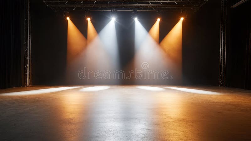 Stage Lighting Studio Setup Empty Stage Spotlights Dramatic Lighting ...