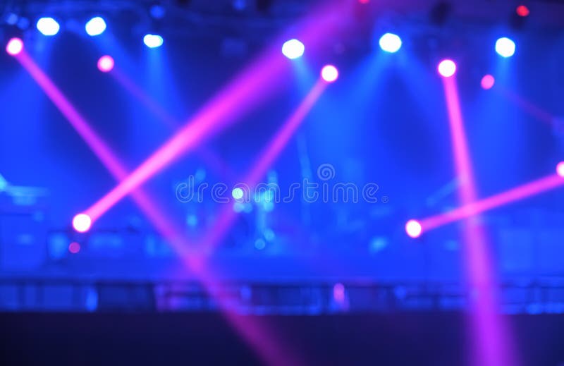 Stage Lights with Blue and Pink Spotlights and Smoke Stock Image ...