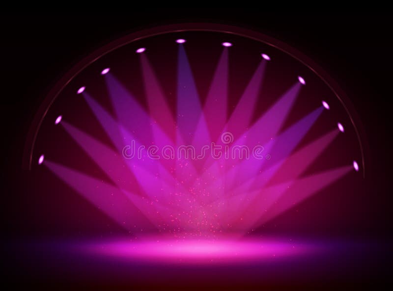 Stage Lights Circle Projectors in the Dark. Stock Vector - Illustration ...