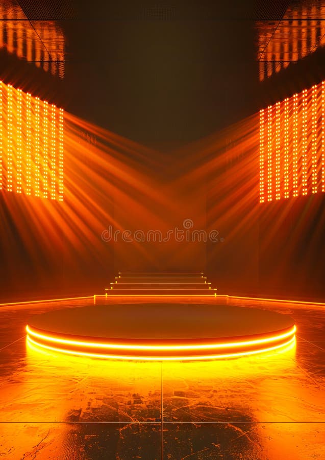 A Stage with Lights and a Circular Stage Stock Image - Image of ...