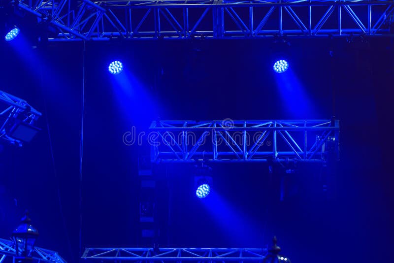 Stage Lights on a Console at a Concert Against Blue Background Stock ...